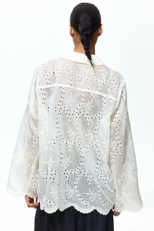 H&m Broderie Anglaise Lyocell-blend Shirt