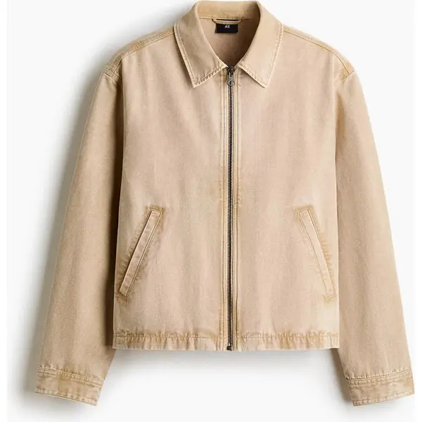 H&m Collared Cotton Jacket - Beige