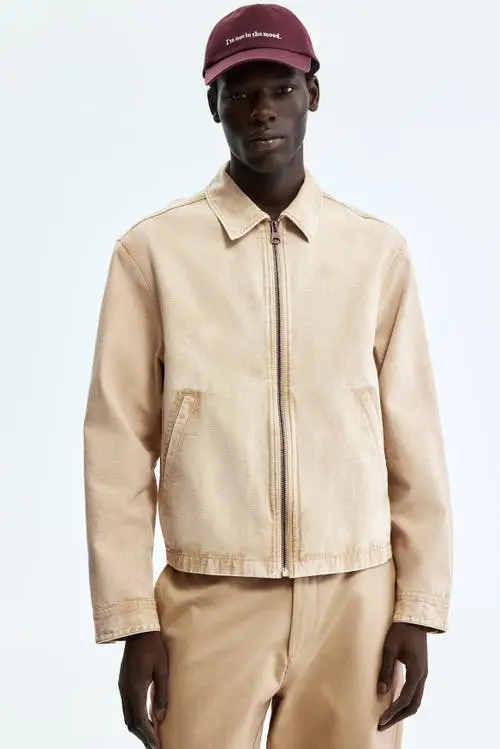 H&m Collared Cotton Jacket - Beige