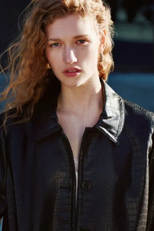 H&m Textured Coated Classic Collar Jacket
