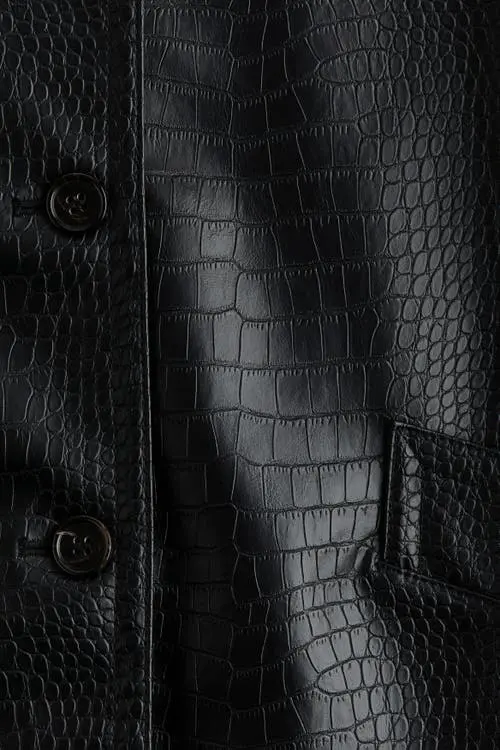 H&m Textured Coated Classic Collar Jacket