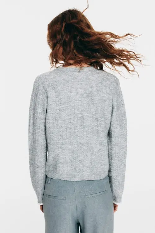 H&m Cable-knit Cardigan With Scalloped Pockets