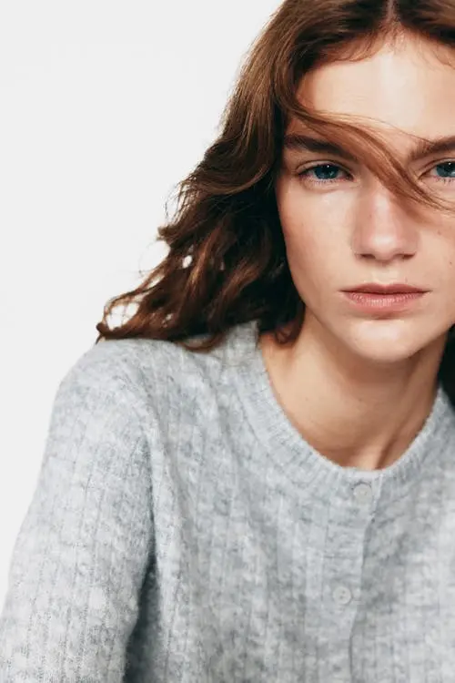 H&m Cable-knit Cardigan With Scalloped Pockets