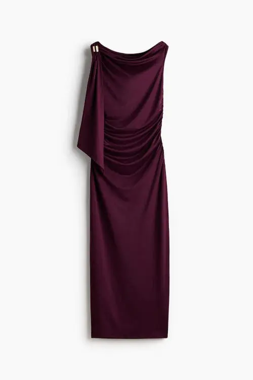 H&m Draped One-shoulder Maxi Dress