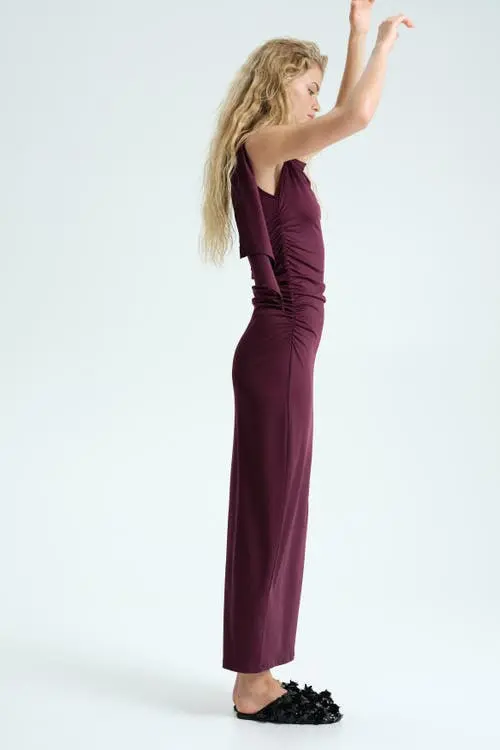 H&m Draped One-shoulder Maxi Dress