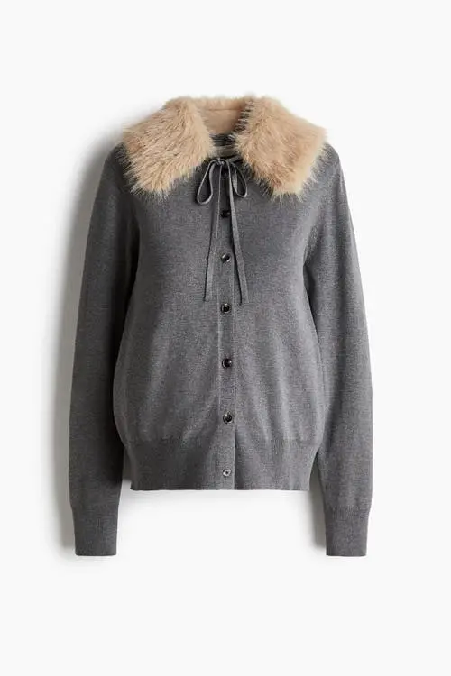 H&m Mama Detachable Fur Collar Cardigan