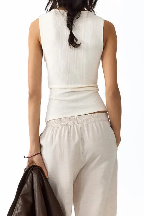H&m Linen-blend Trousers With High Elasticated Waist And Drawstring - Light Beige