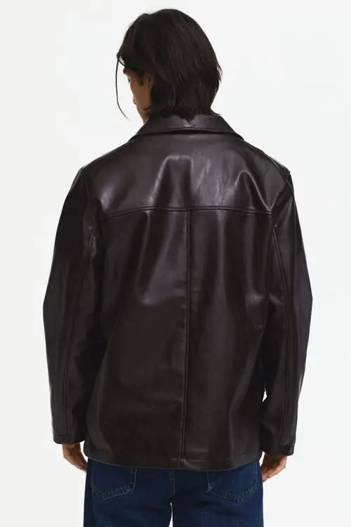 H&m Coated Notch Lapel Jacket