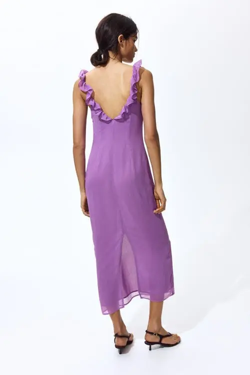 H&m Frill-trimmed V-neck Midi Dress