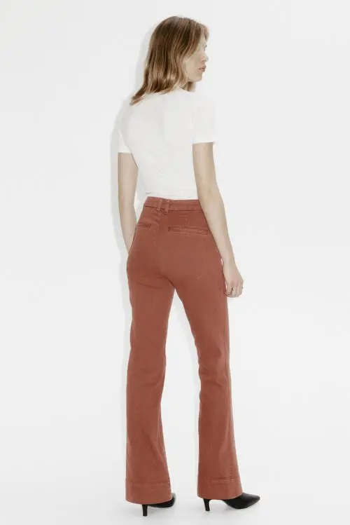 H&m Flared High-rise Jeans - Dark Orange