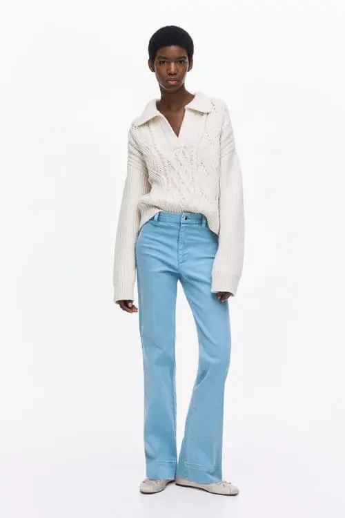 H&M Flared High Waist Jeans - Light Blue