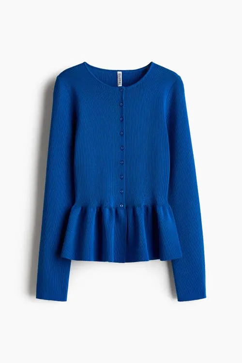 H&m Peplum Cardigan With Button Front And Flared Hem