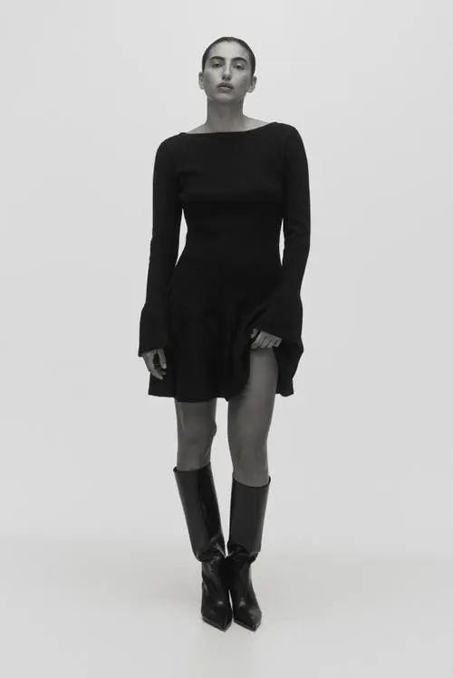 H&m Flounced Rib-knit Mini Dress