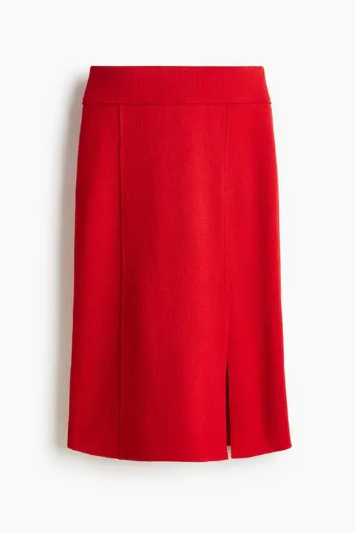 H&m Fine-knit Midi Skirt With Slit
