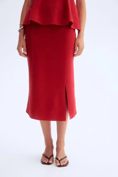 H&m Fine-knit Midi Skirt With Slit