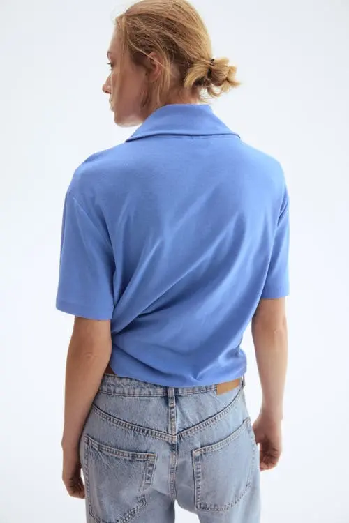 H&m Cotton Scarf Collar Top