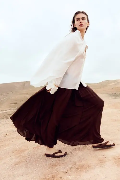 H&m Gathered Modal Maxi Skirt