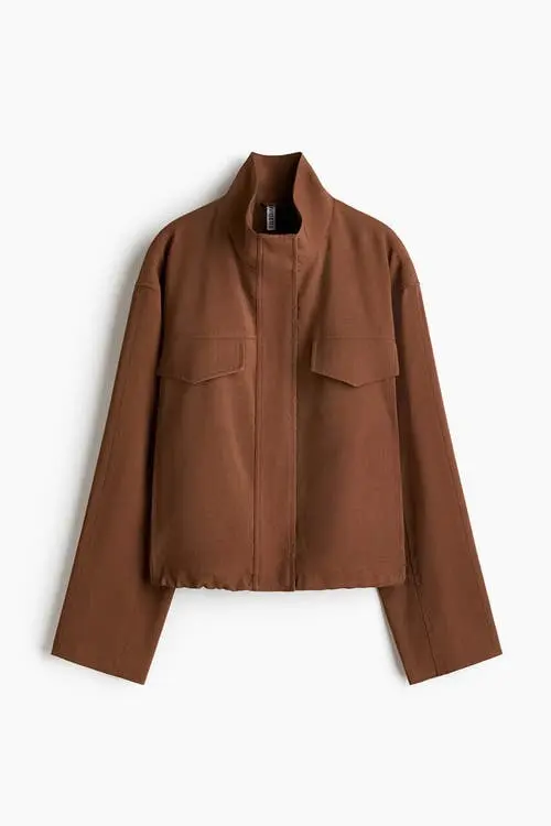 H&m Funnel-collar Jacket With Concealed Press-studs