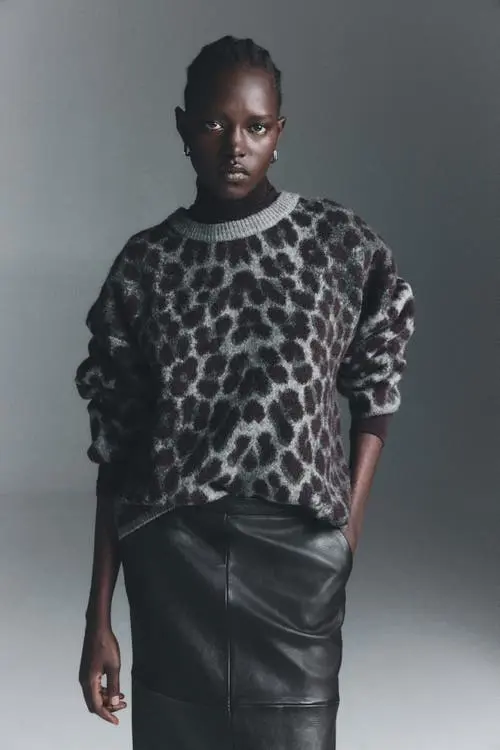 H&m Jacquard-knit Pullover With Round Neck