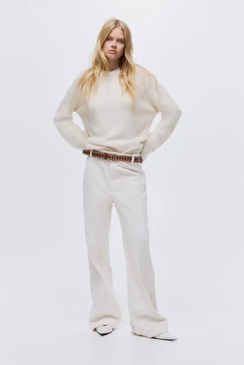 H&m Flared High Waist Denim Jeans - White