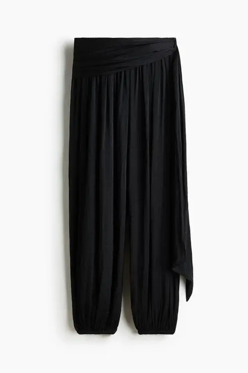 H&m Draped Panel Balloon Trousers - Black