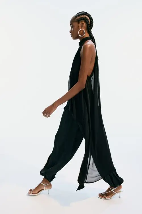 H&m Draped Panel Balloon Trousers - Black