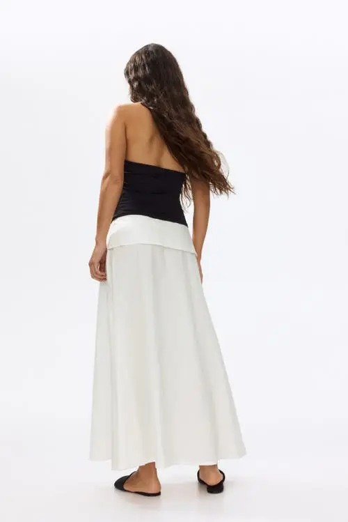H&m Flounced Poplin Maxi Skirt