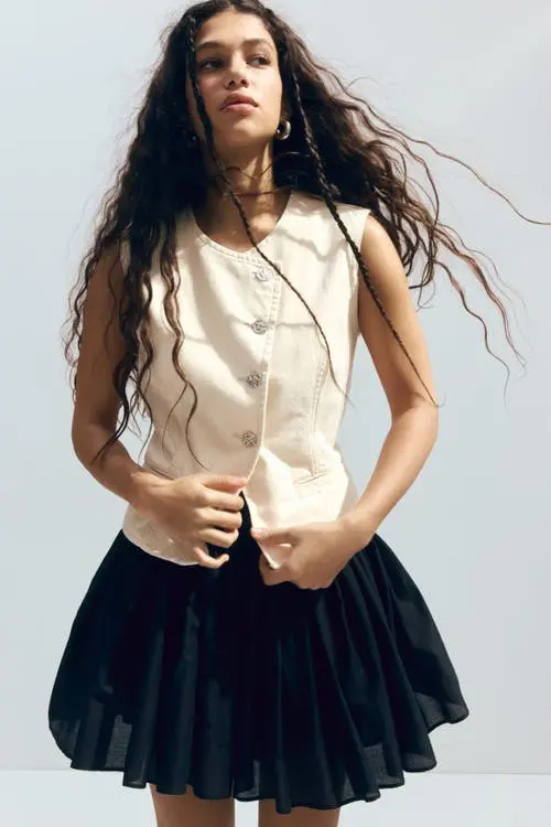 H&m Hammered Button Twill Waistcoat