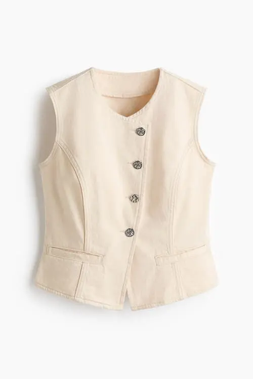 H&m Hammered Button Twill Waistcoat