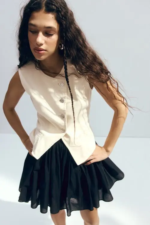 H&m Hammered Button Twill Waistcoat