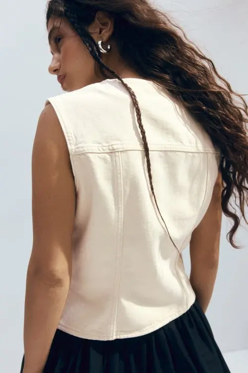 H&m Hammered Button Twill Waistcoat