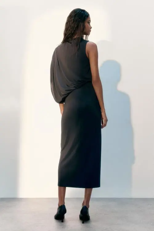 H&m Asymmetrical Draped Jersey Maxi Dress