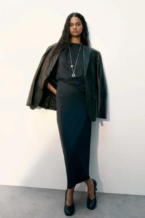 H&m Draped Asymmetric Maxi Dress - Black