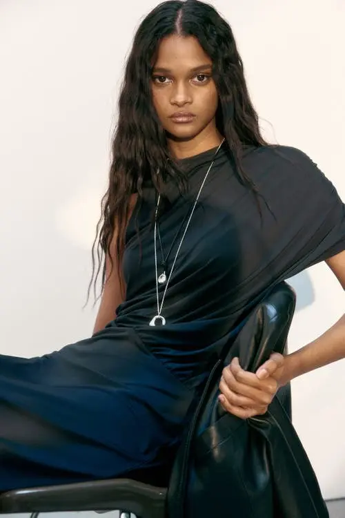 H&m Draped Asymmetric Maxi Dress