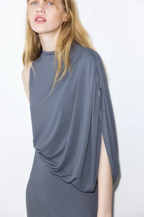 H&M Draped Asymmetric Maxi Dress