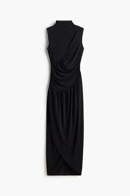 H&m Draped Turtleneck Midi Dress