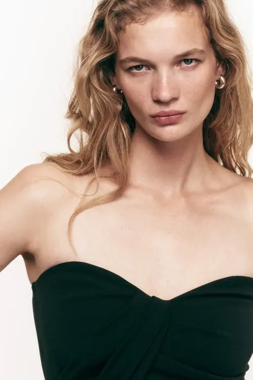 H&m Draped Sweetheart Neckline Bandeau Top