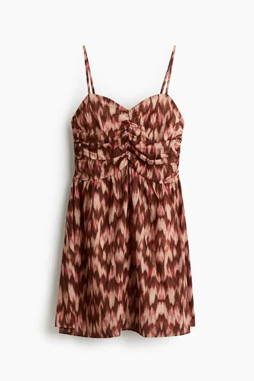 H&M Printed Sweetheart Neckline Strappy Mini Dress