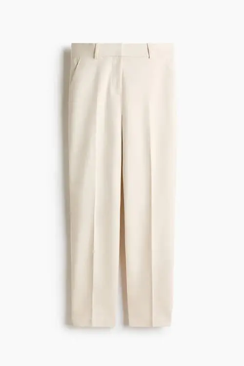 H&m Tapered Ankle-length Slacks - Cream