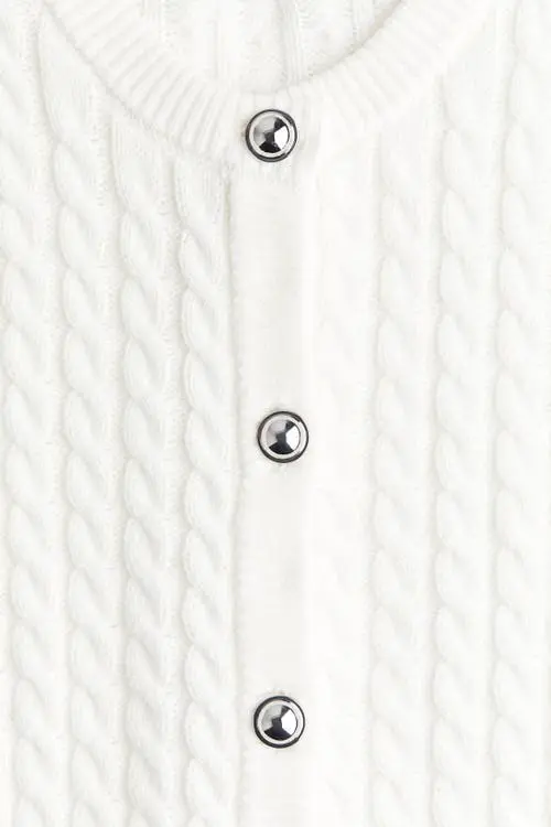 H&m Cable-knit Cardigan With Metal Buttons