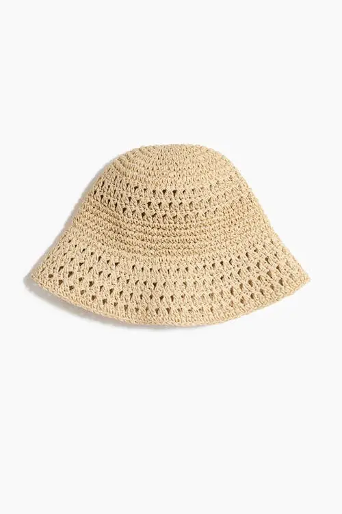 H&m Handmade Straw Bucket Hat - Beige