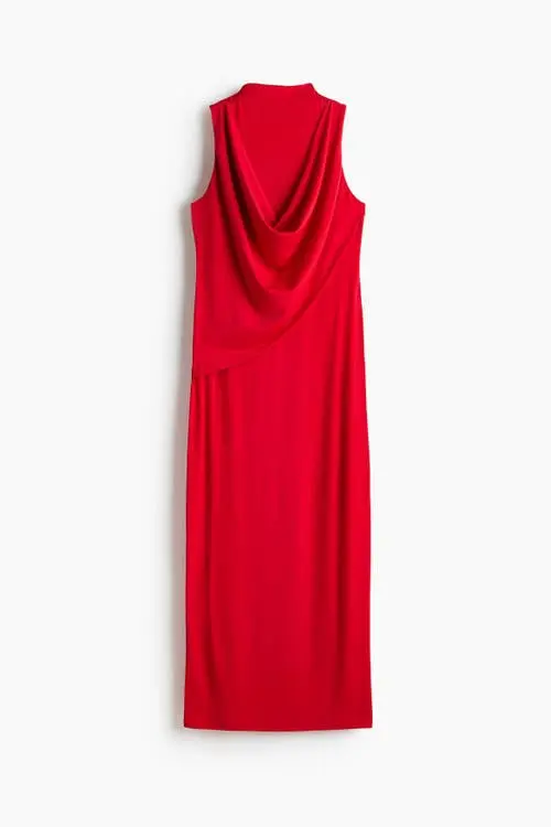 H&m Sleeveless Turtleneck Draped Maxi Dress