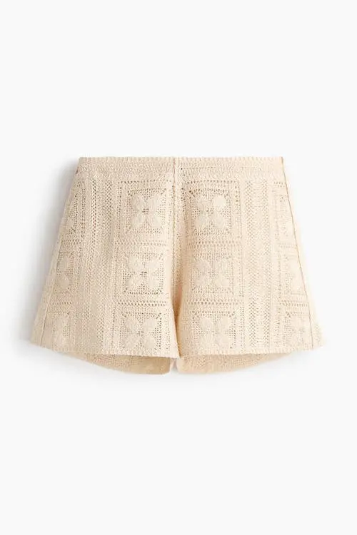 H&m Crochet-look Silk-blend Shorts