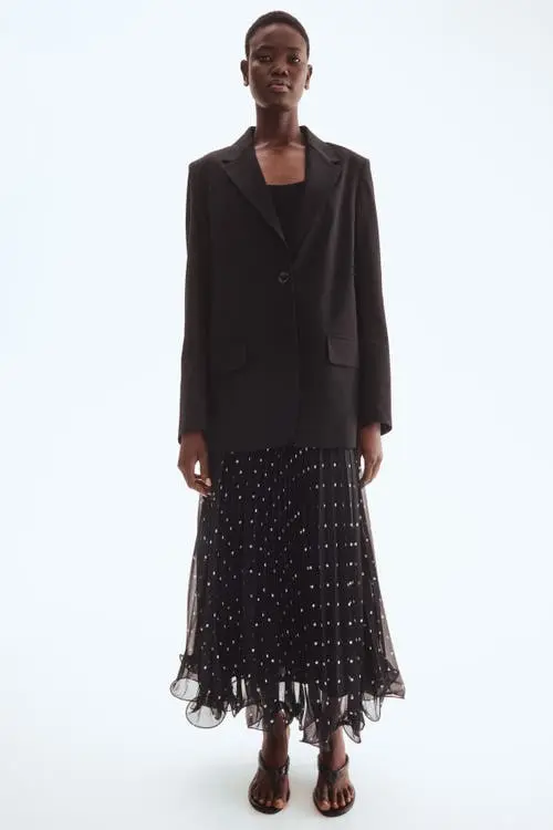 H&m Long Blazer With Notched Lapels
