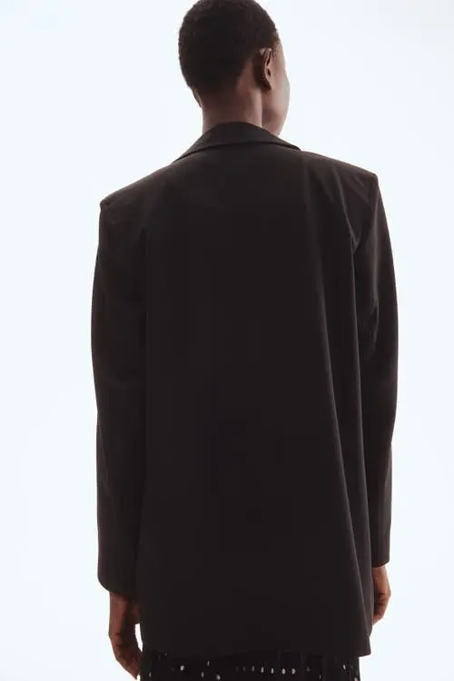 H&m Long Blazer With Notched Lapels