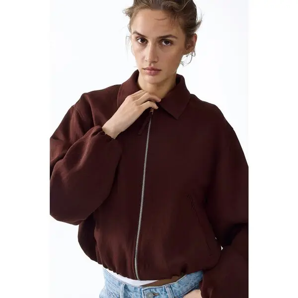 H&m Oversized Bubble-hem Jacket With Leopard Print