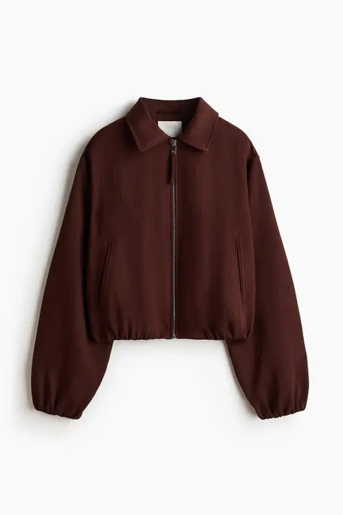 H&m Oversized Bubble-hem Jacket With Leopard Print