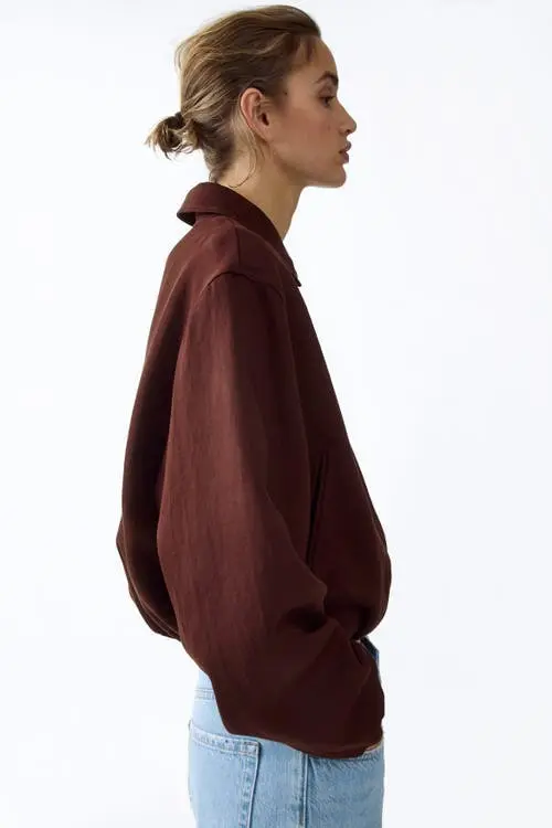 H&m Oversized Bubble-hem Jacket With Leopard Print