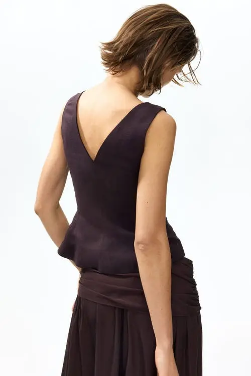 H&m Linen-blend Waistcoat - Dark Brown