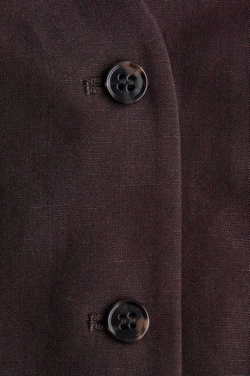 H&m Linen-blend Waistcoat - Dark Brown